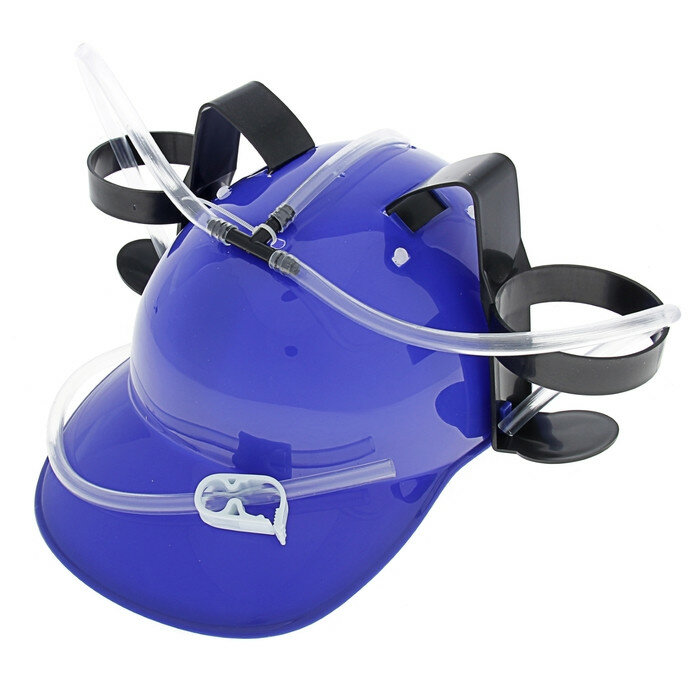 Каска с трубочками для напитков синяя, размер 56