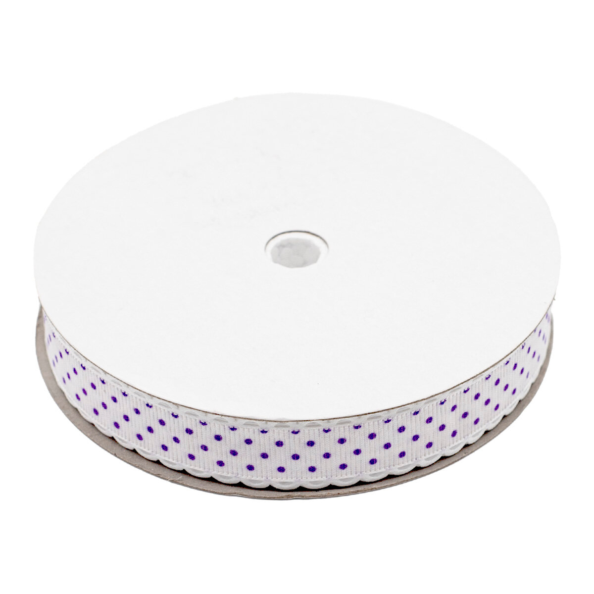 YH97 Лента декоративная 'Горох', 20 мм*25 м (03 белый, фиолетовый)