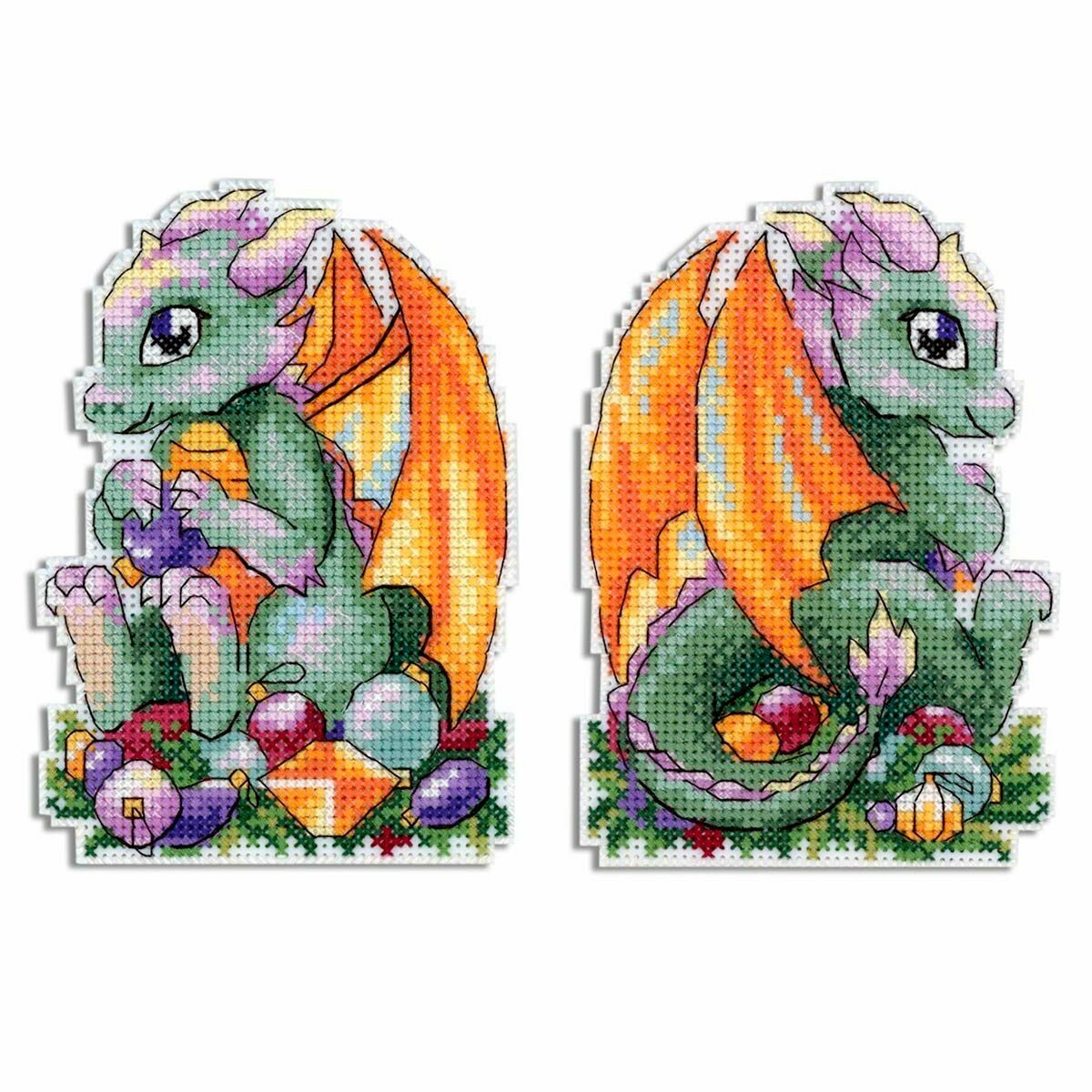 Набор для вышивания на пластиковой канве 'Новогодний дракончик', размер 9 х 13 см, МП Студия