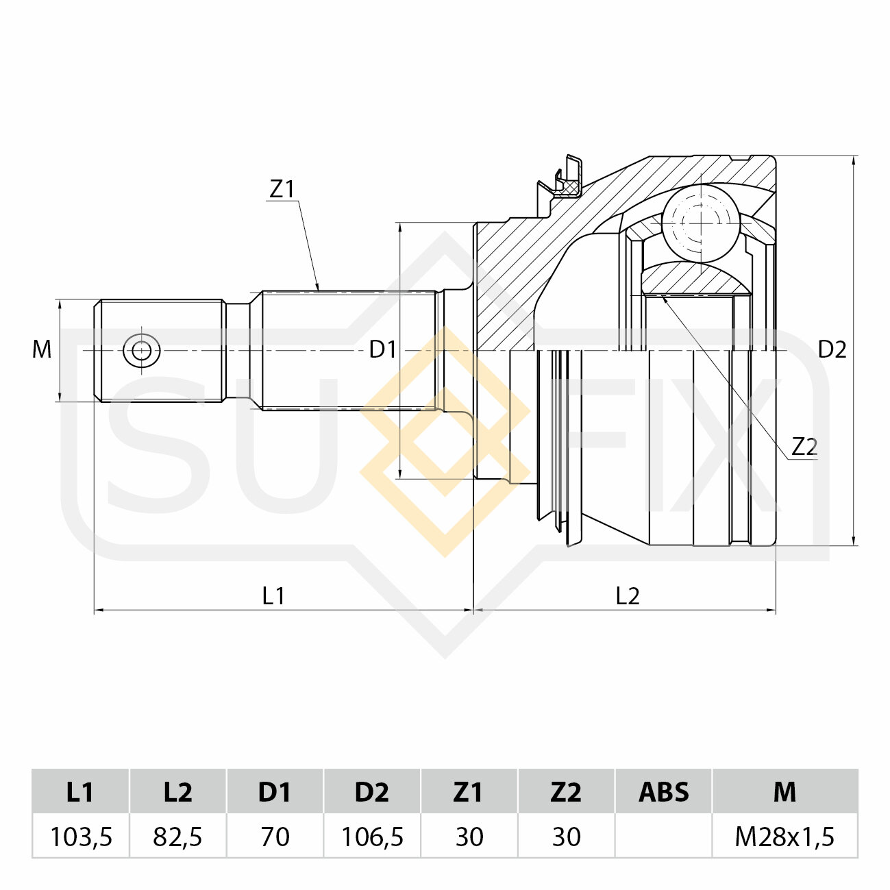 ШРУС наружный передний правый/левый для TOYOTA LAND CRUISER, FJ CRUISER / LEXUS GX / SUFIX ST-1082