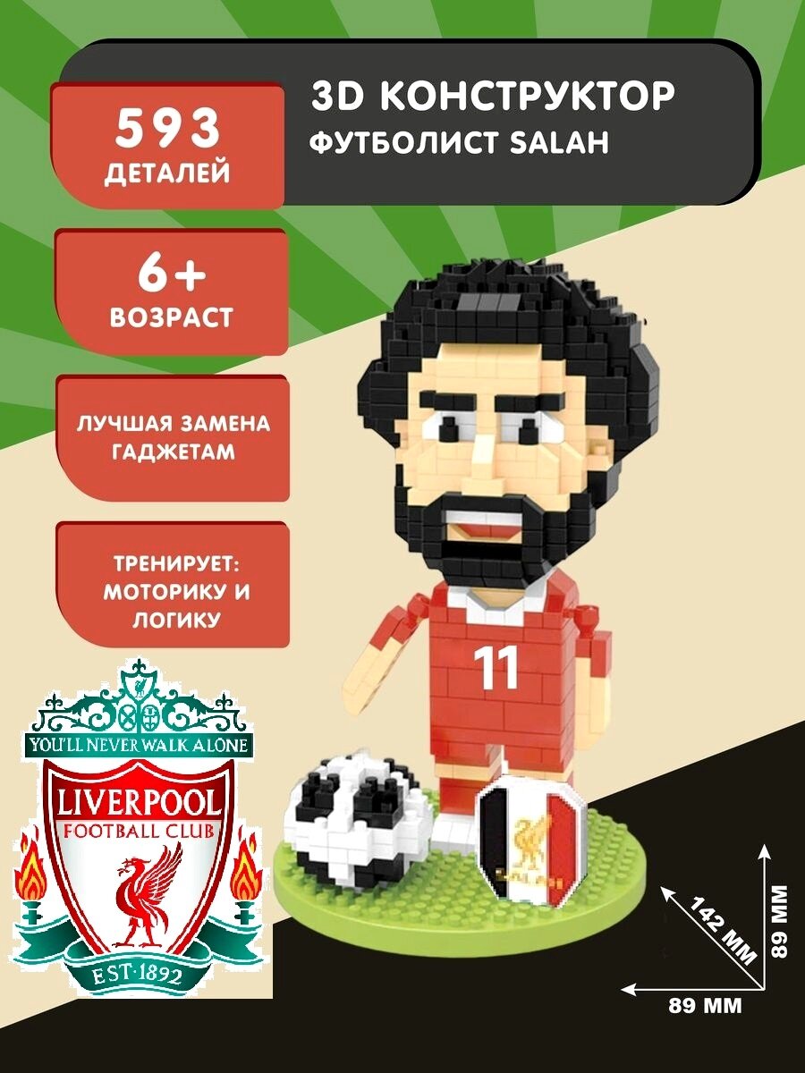 Конструктор Daia 3D из миниблоков Футболист Мохамед Салах, Ливерпуль Salah, 593 элемента - DI668-13