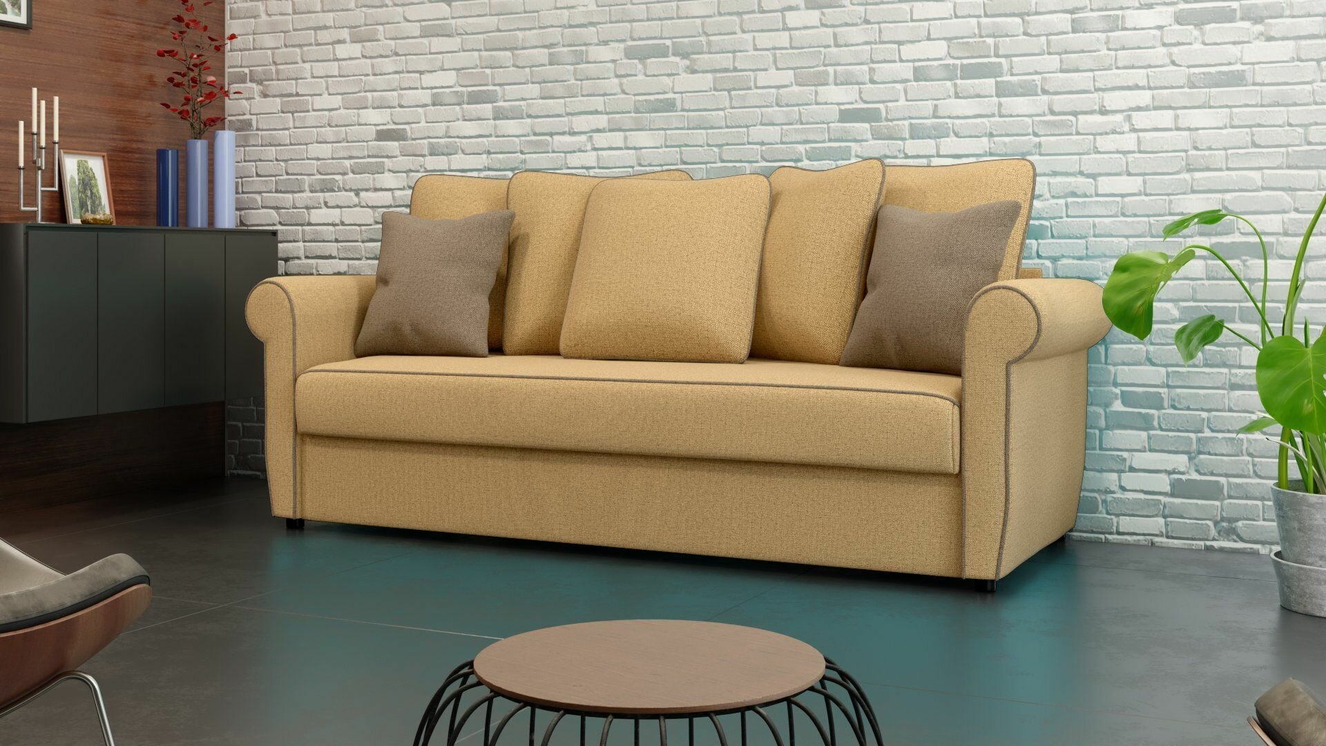 Диван-кровать прямой Гамбург бежевый