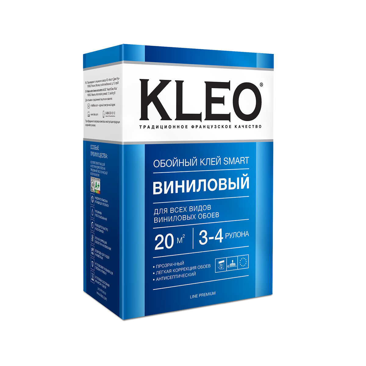 Клей для виниловых обоев Kleo Smart, пачка 90 г, прозрачный, сухой