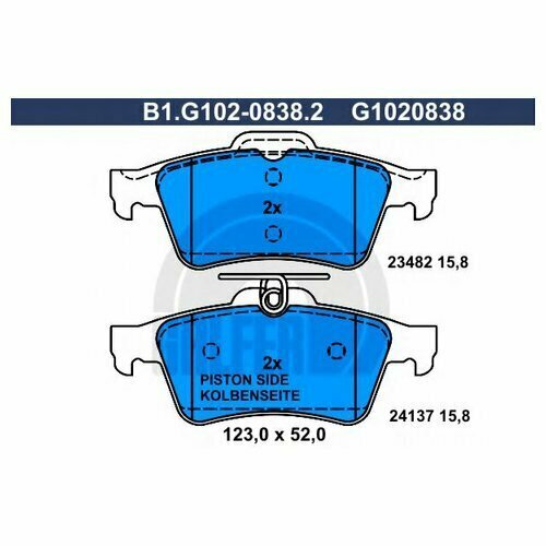 Комплект задних тормозных колодок Galfer B1G10208382 для Renault Laguna III