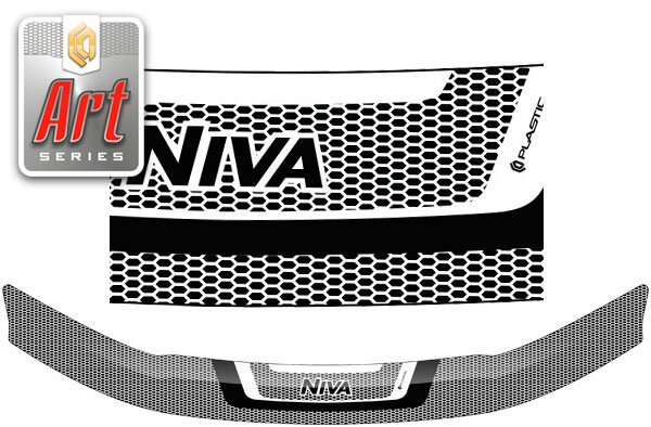 Дефлектор капота ВАЗ Lada Niva Travel 2020-н. в. Серия "Art" белая САпластик