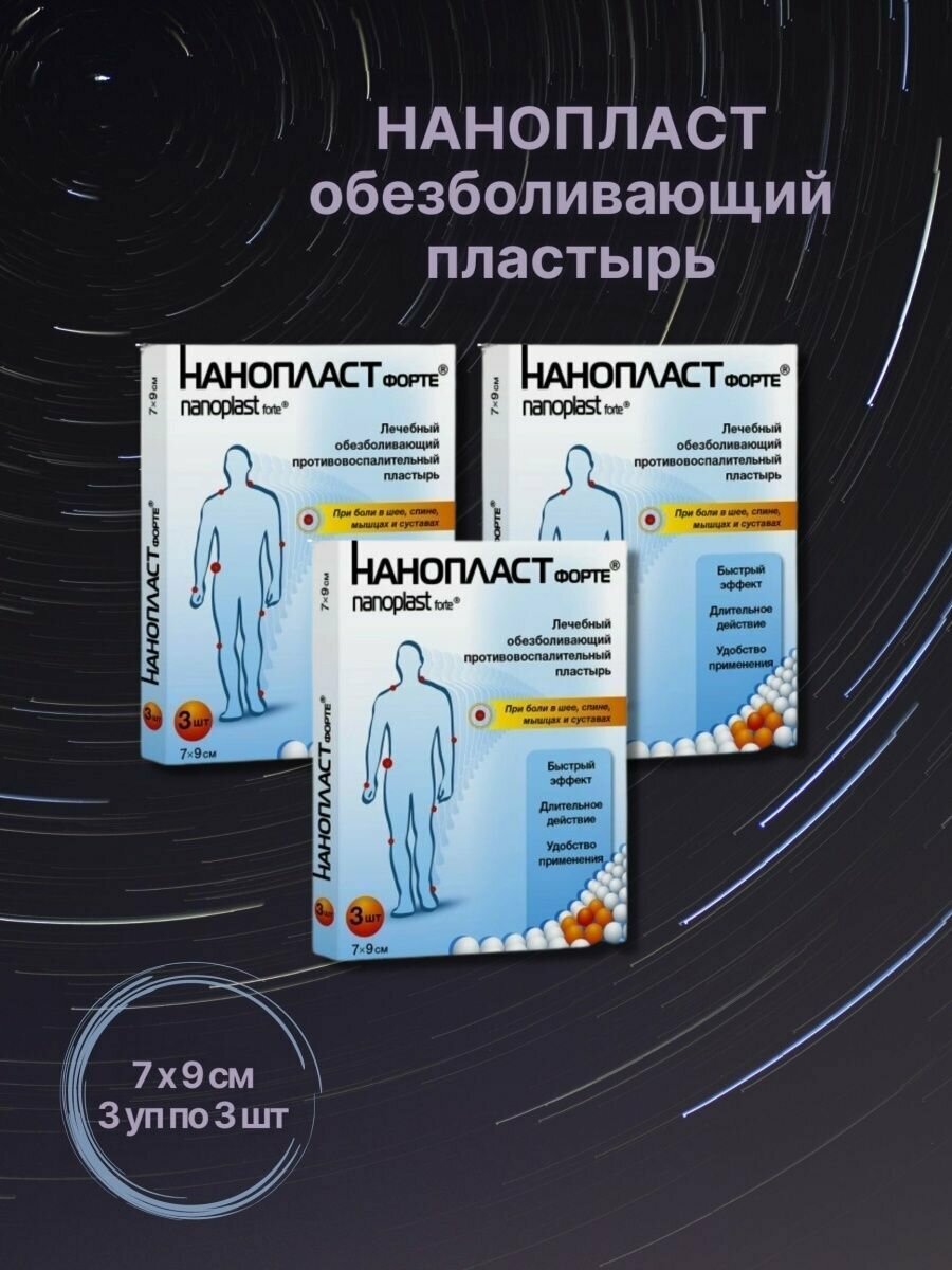 Пластырь обезболивающий 7х9 см 3шт/уп. NANOPLAST forte / Нанопласт форте