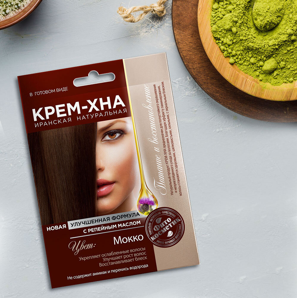 Крем-хна для волос Фитокосметик, питание и восстановление, цвет: мокко, 50мл