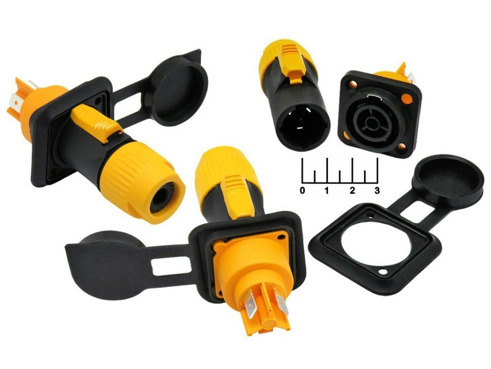 Разъем питания Powercon 3 контакта в комплекте с крышкой ((NAC3MX-W-R)