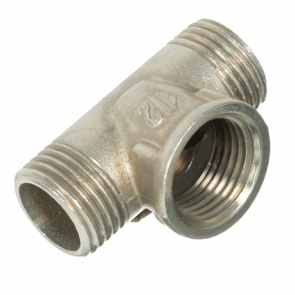 Тройник резьбовой 1/2 дюйма STI ш-г-ш никелированный, латунь, Китай