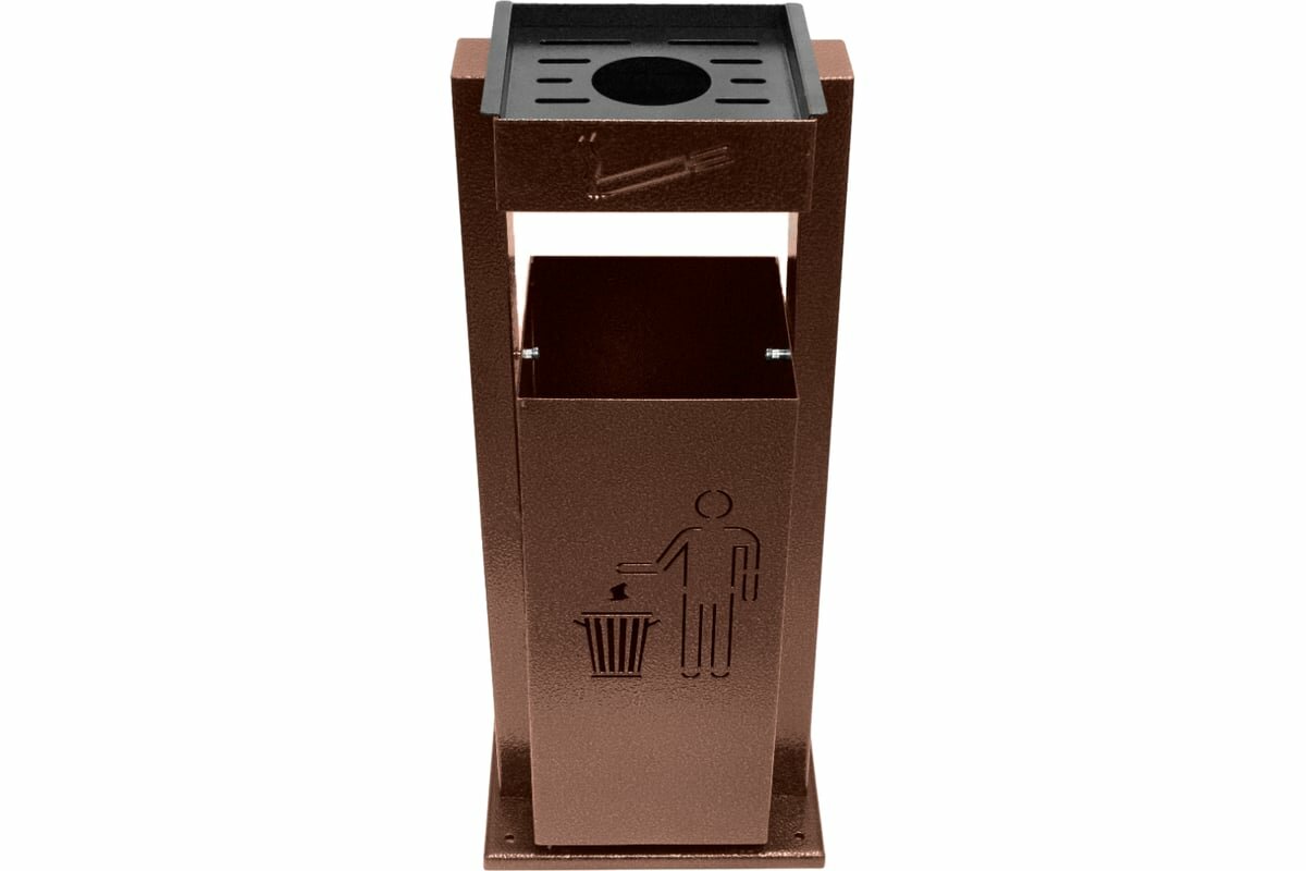 Профметстиль Уличная урна пепельница квадратная металлическая коричневая 1077