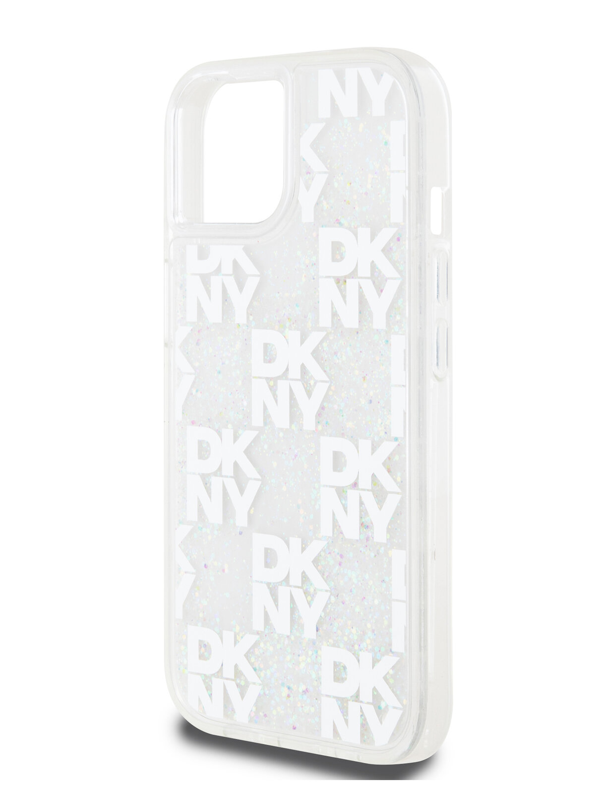 DKNY для iPhone 15 чехол Liquid Glitter Checkered Hard White