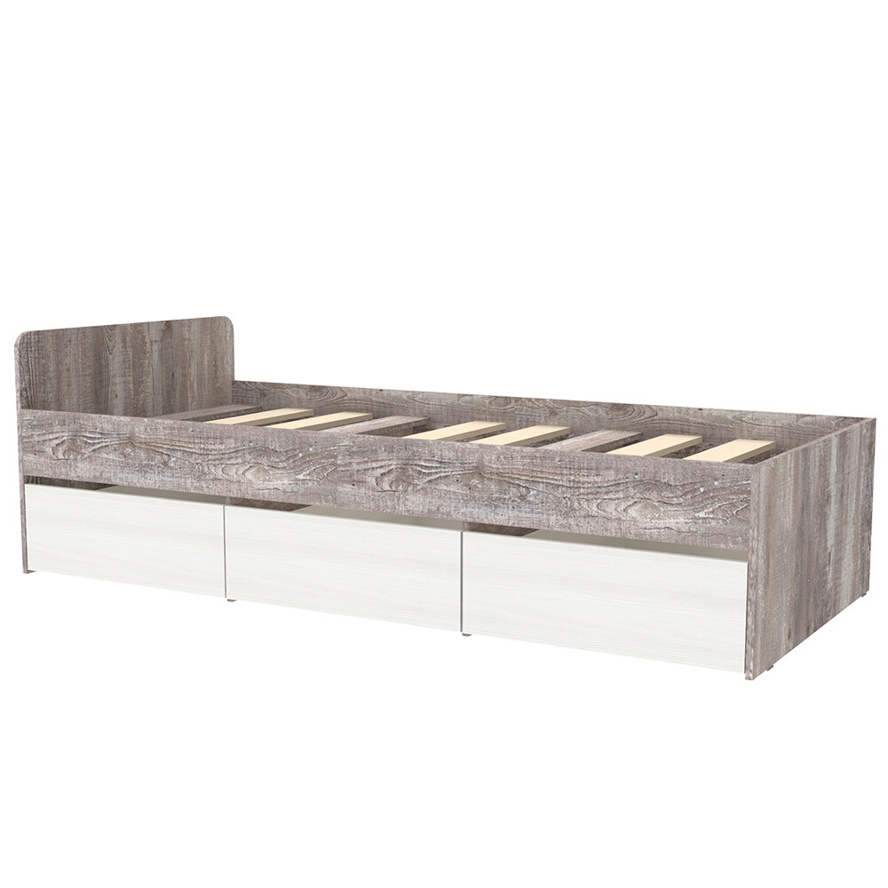 Кровать односпальная КИВи Бетон Белое Дерево