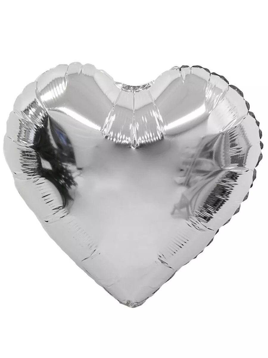 Сердце Серебро / Silver, фольгированный шар (24"/60 см ) 1 шт. / Веселуха