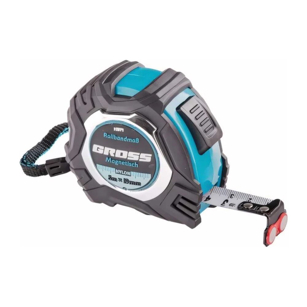 Рулетка Magnetisch, 5 м х 19 мм обрезиненный корпус GROSS 32571, металл
