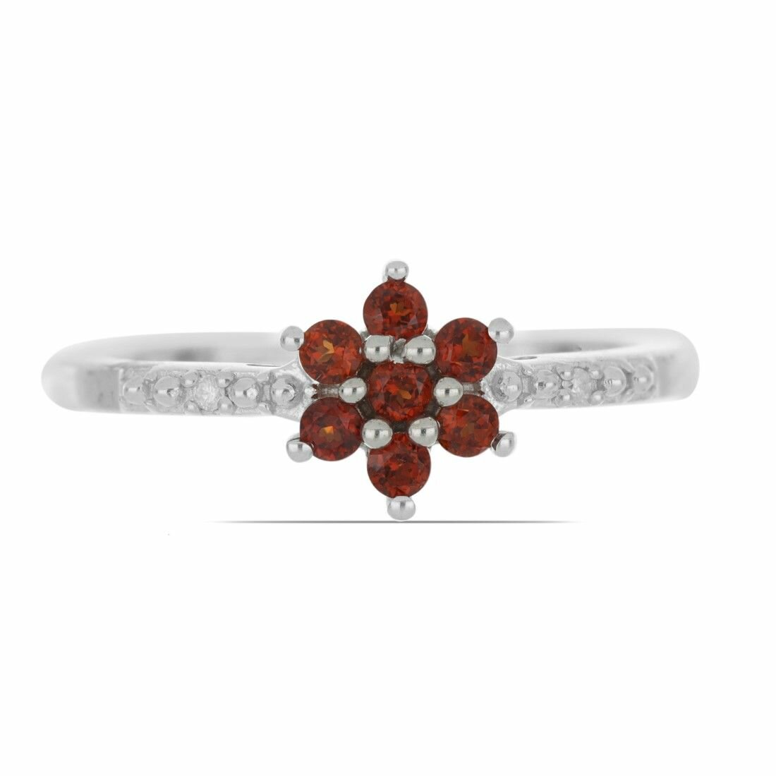 Кольцо, серебро, 925 проба, родирование, бриллиант, гранат