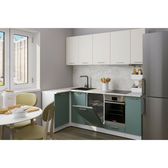 Кухонный гарнитур угловой «Глория прайм 2 400», 1100×2000 мм, цвет кашемир/бензин/малага