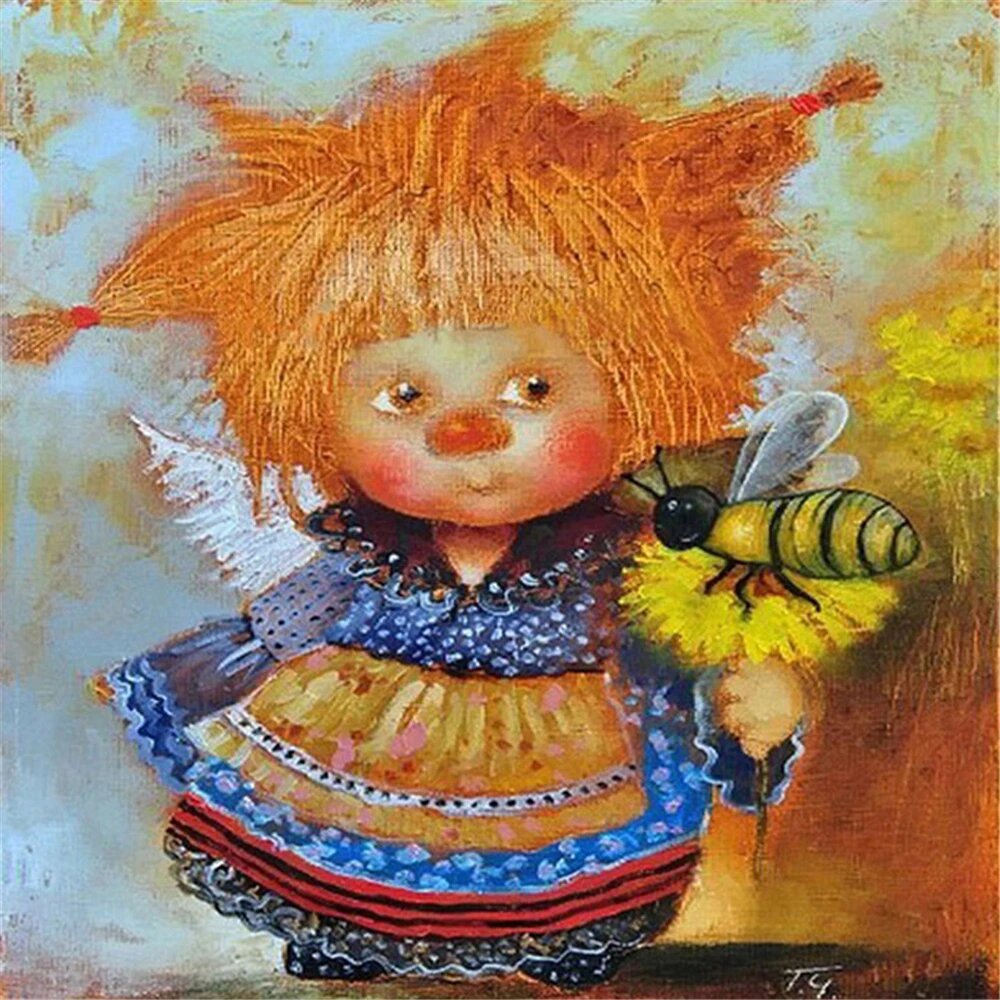 Набор для вышивки крестом Meian Ангел Пчела Цветок 11CT 30x30cm, 14CT Cotton Threads