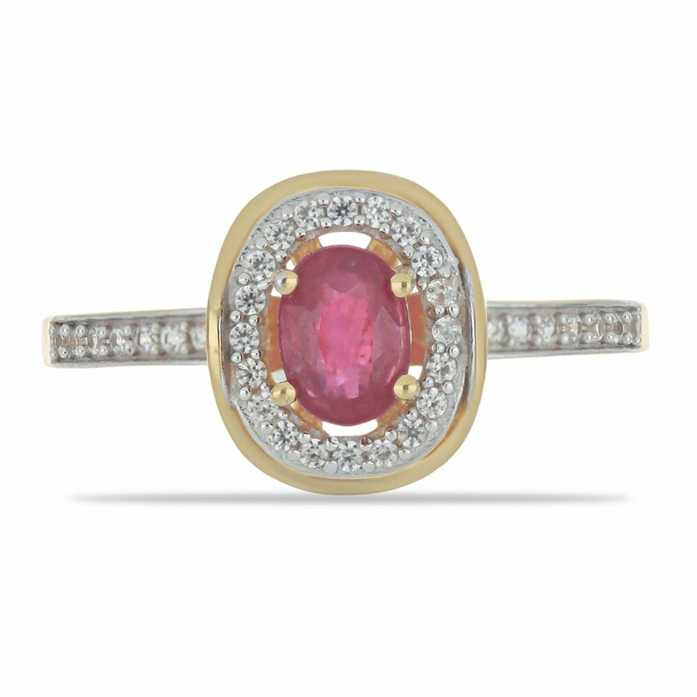 Кольцо, серебро, 925 проба, циркон, рубин