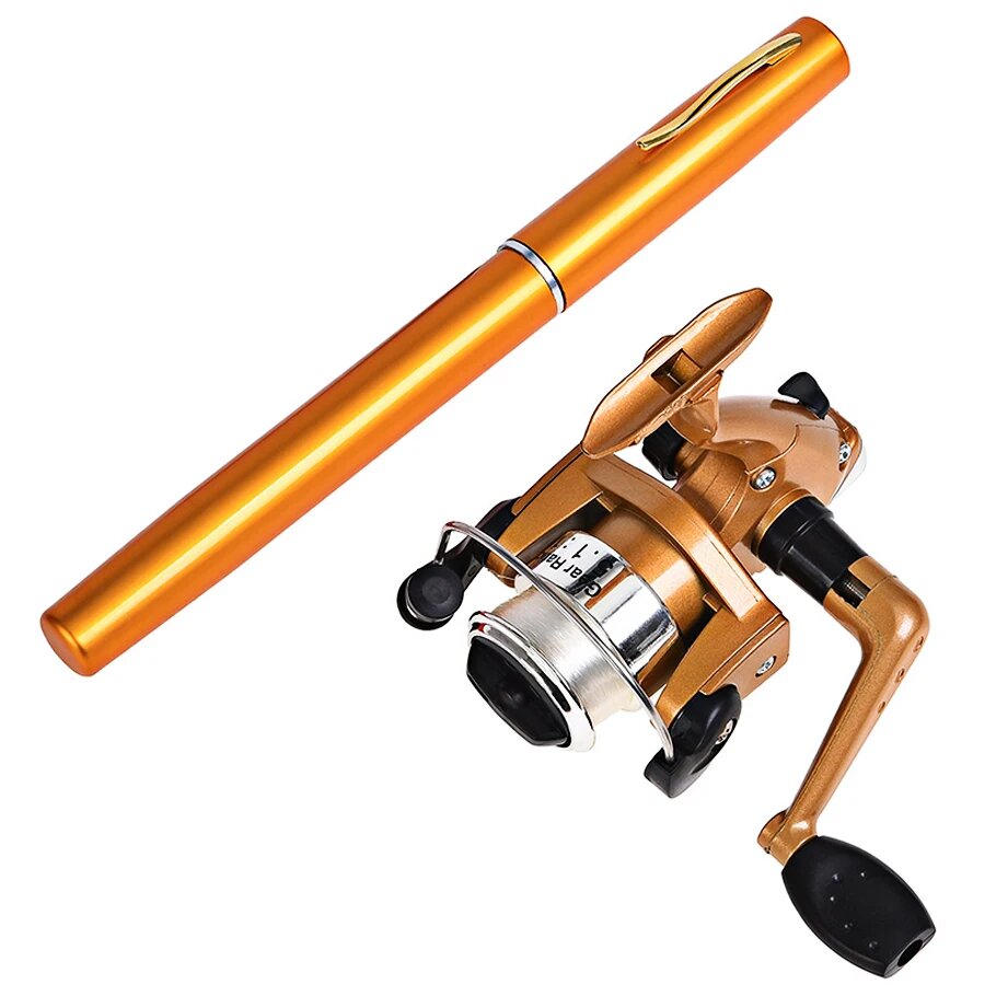 Телескопическая мини-удочка и Катушка для спиннинга, алюминиевая, выдвижная, сверхлегкая