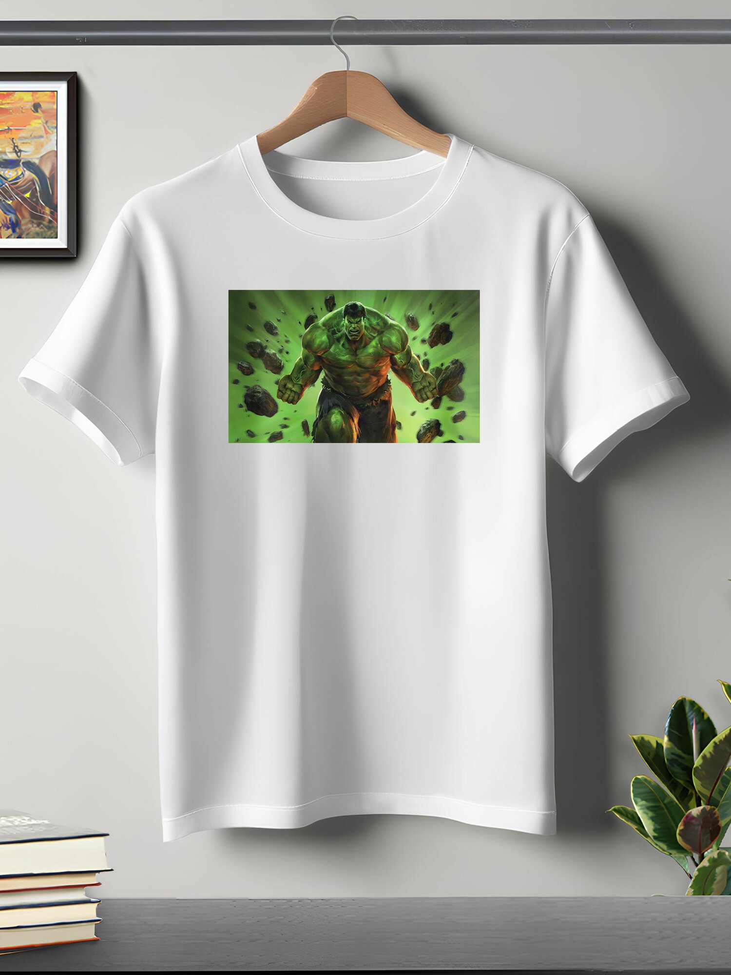 Футболка  Детская ONEQ 152 (12-13) размер с принтом Халк, белая