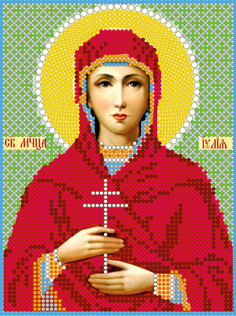 Алмазная мозаика Диамант "Святая Юлия", 17x23 см, без подрамника, 10 цветов