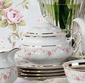 Сахарница 2 ручки 350мл Leander Соната декор 0158 Мелкие цветы