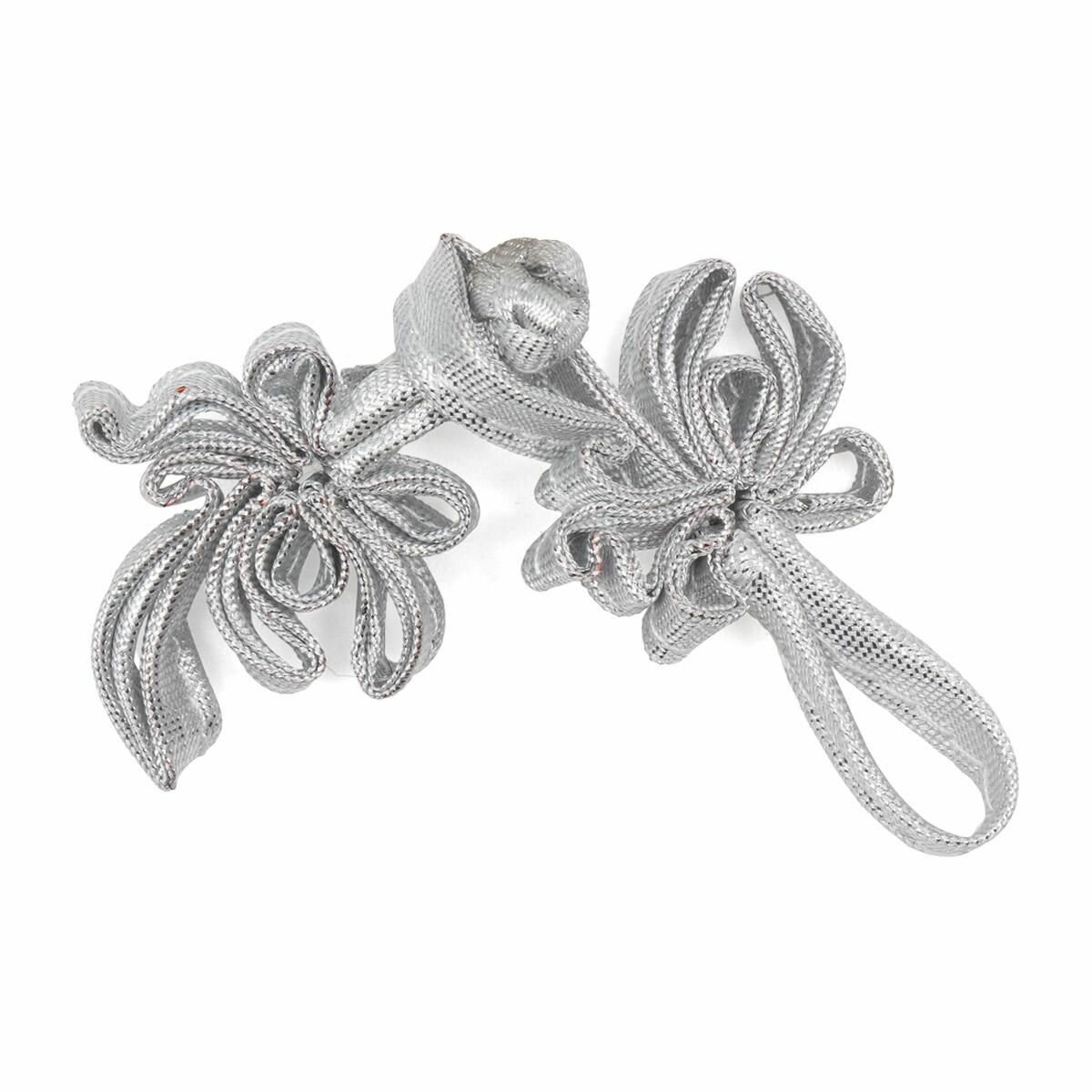 Сутажные застежки айрис Серебристые, №3, 9 см, 5 шт