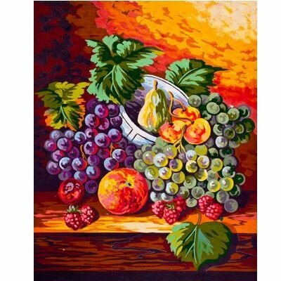 Канва Grafitec "Виноград на столе", ткань с рисунком, серия 11,000, 60х50 см