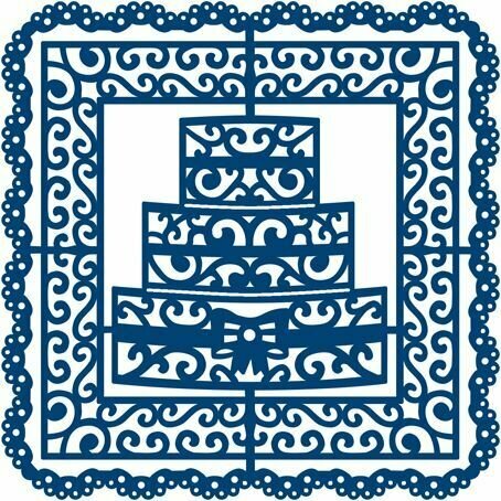 Нож фигурный Tattered Lace "Tattered Lace", Торт на квадратной салфеточке, для вырубки