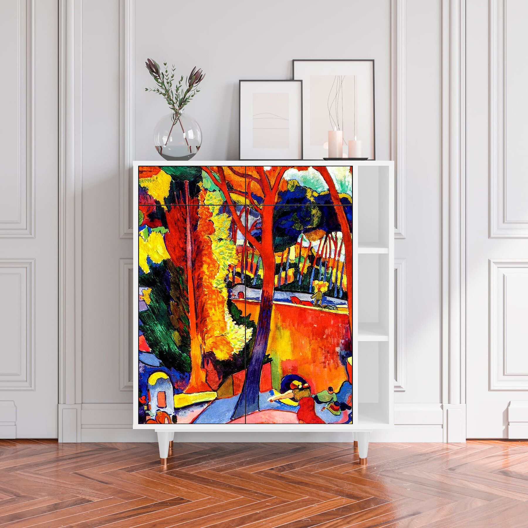 Комод - STORYZ - BS6 The Turning Road by Andre Derain, Размер - 94 x 110 x 41 см, Цвет корпуса - , Белый