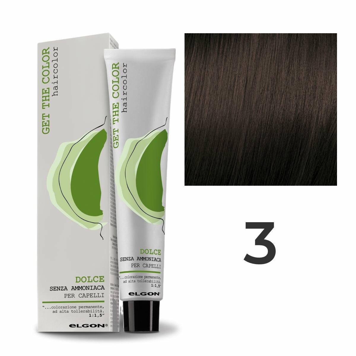 Крем - краска для волос профессиональная Elgon Get the Color Dolce 3 Тёмный каштановый 100 мл