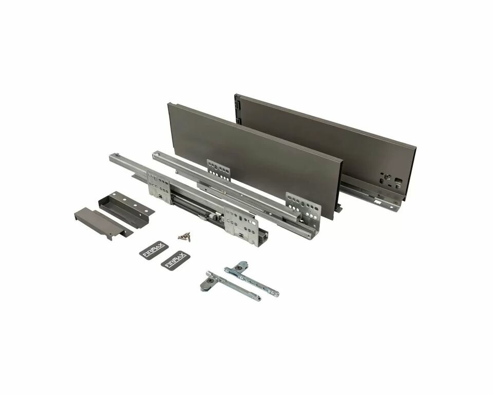 Комплект ящика Firmax Smartline, длина 450 мм, высота 135 мм, Push-to-Open, серый