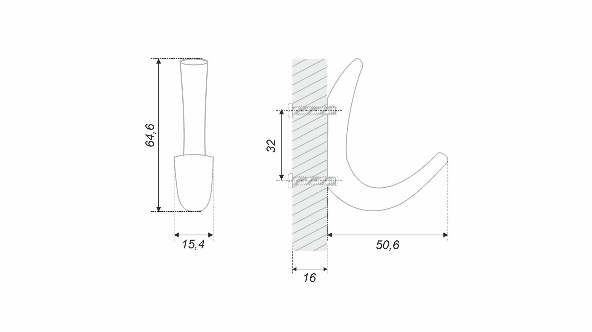 Мебельный крючок K206CP.10, хром полированный