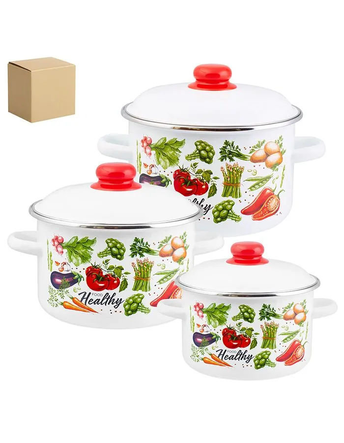 Набор кастрюль Appetite Veggies, эмалированные, 2, 3 и 5,5 л