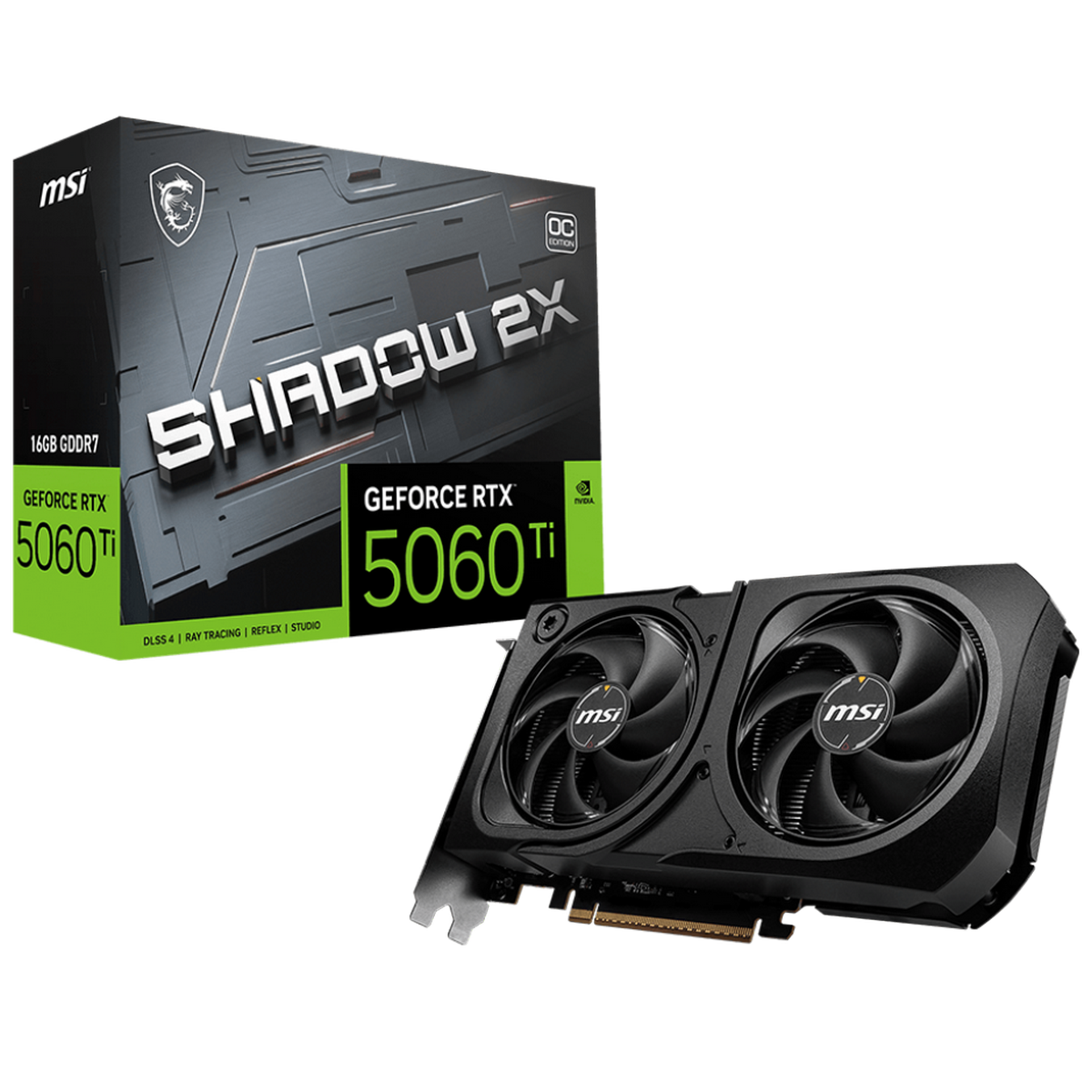 Видеокарта MSI RTX5060Ti SHADOW 2X OC PLUS 16GB GDDR7 128bit 3xDP HDMI 2FAN RTL