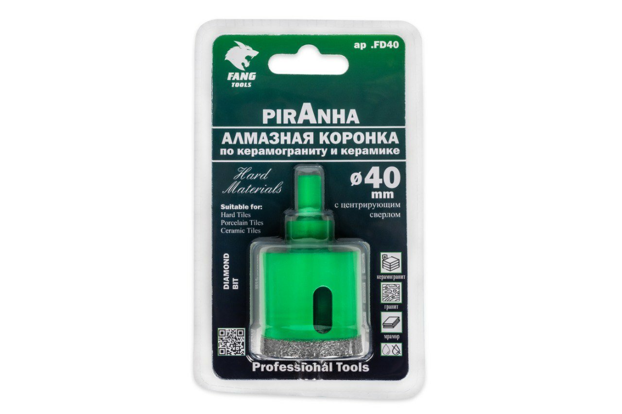 Коронка алмазная Fang Tools, для керамики/керамогранита/стекла, сухое сверление, 40мм