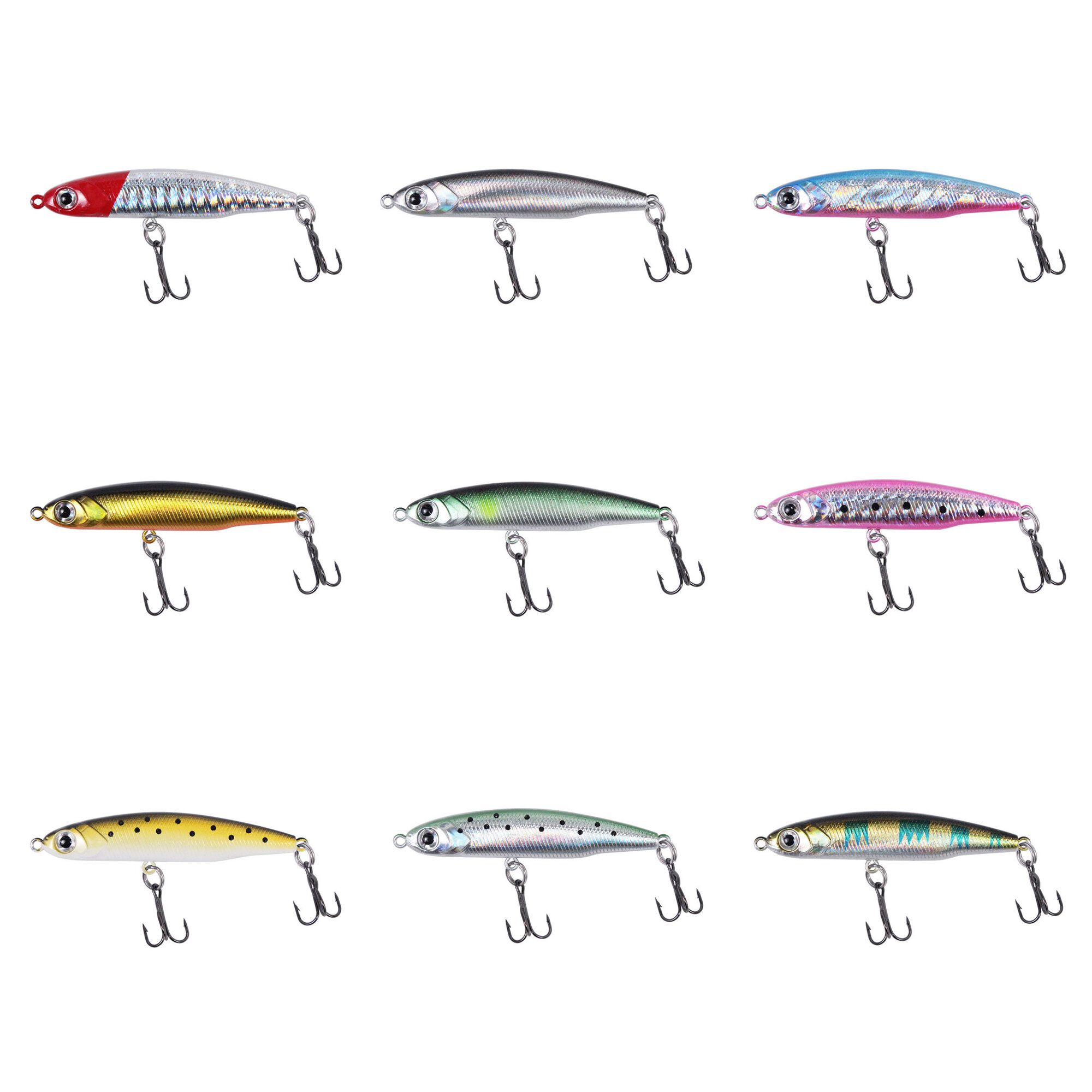 Набор воблеров приманок-карандаш, тонущие 5,5 см/3,5 г, 9шт, разноцветные