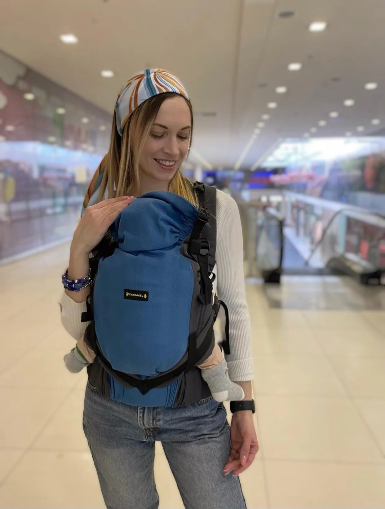 Эргорюкзак для новорожденного Caramel Multisize 0+/ переноска детская от 0 месяцев синий