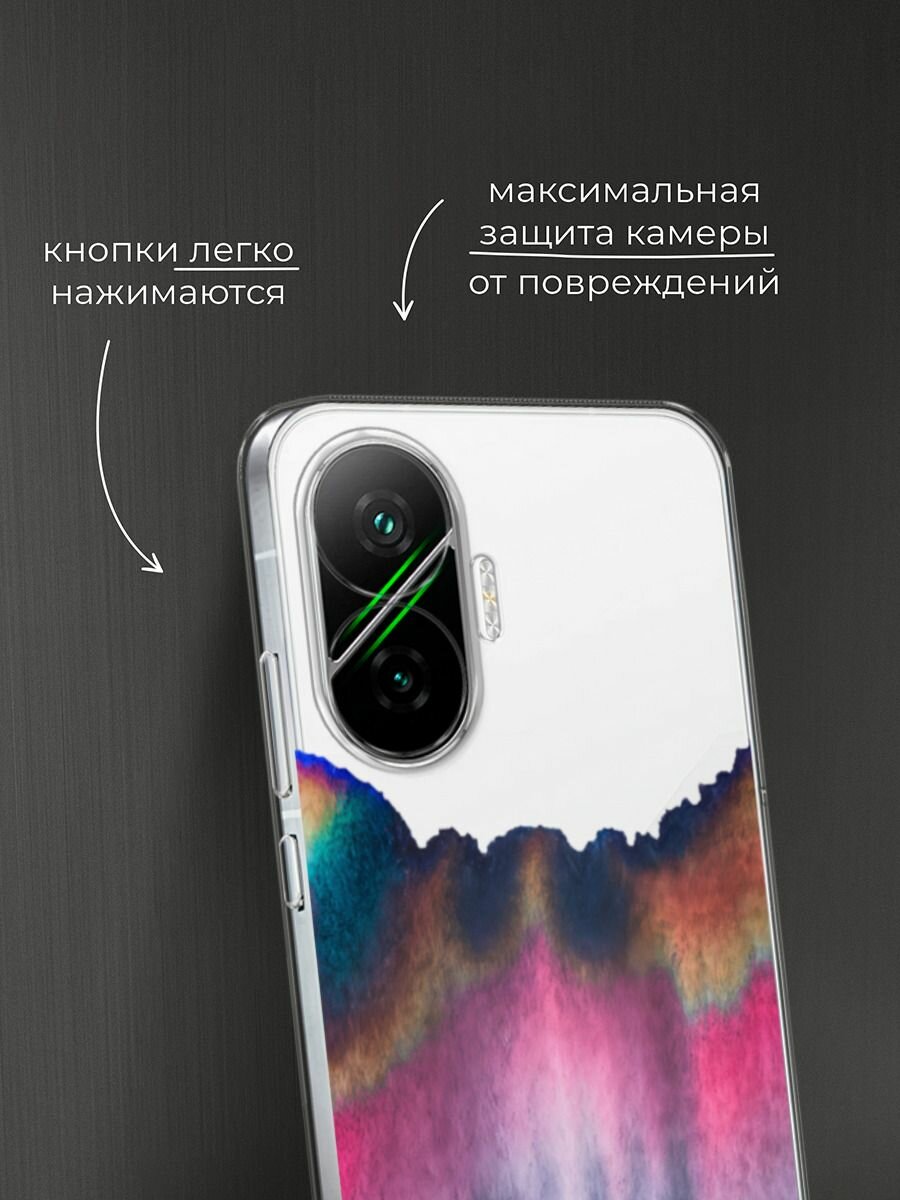 Чехол на Poco F7 / Поко F7 с принтом Акварельная абстракция, прозрачный — фото 1