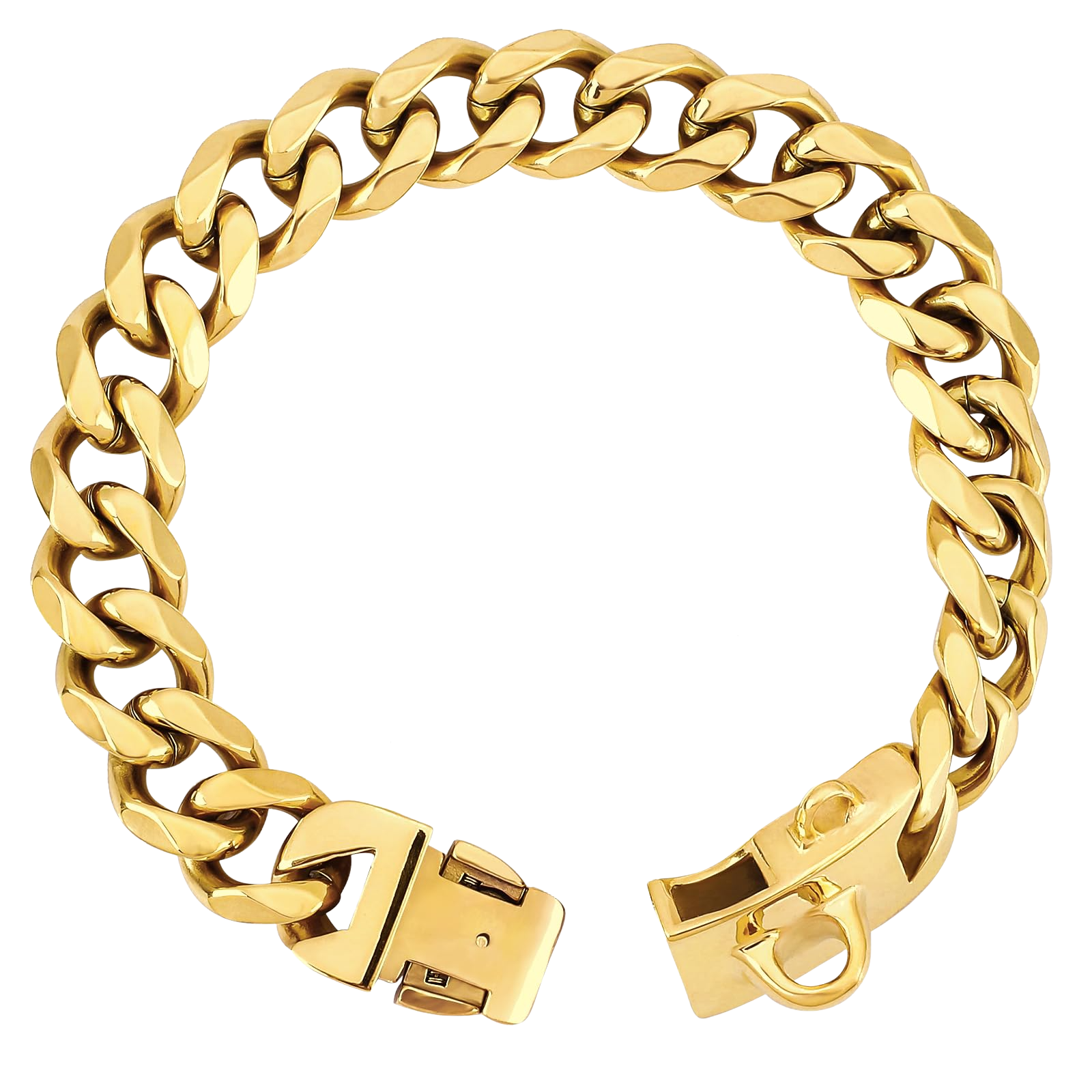 BAOBOTE - Collar de perro con cadena de oro de 19 mm, collar de perro de eslabones cubanos dorados con hebilla segura para pitbulls grandes (22 pulgadas dorado)