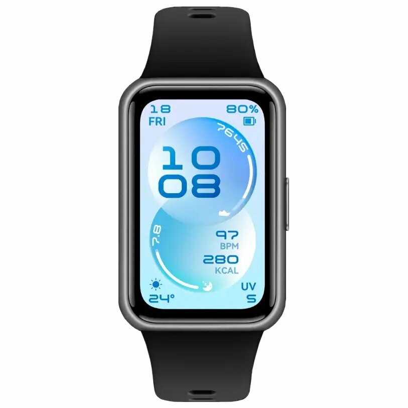 Фитнес-браслет Huawei Band 11, большой экран, черный ремешок