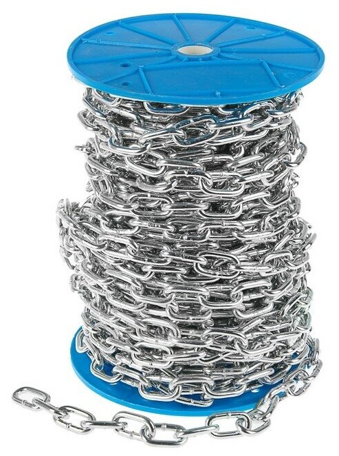 Цепь короткозвенная тундра krep, DIN766, диаметр 6 мм, сварная, оцинкованная, 30 м