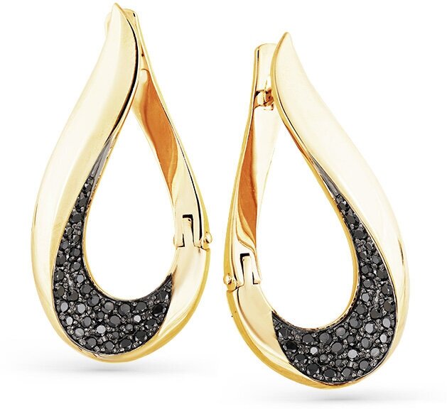 Серьги, желтое золото, 585 проба, бриллиант