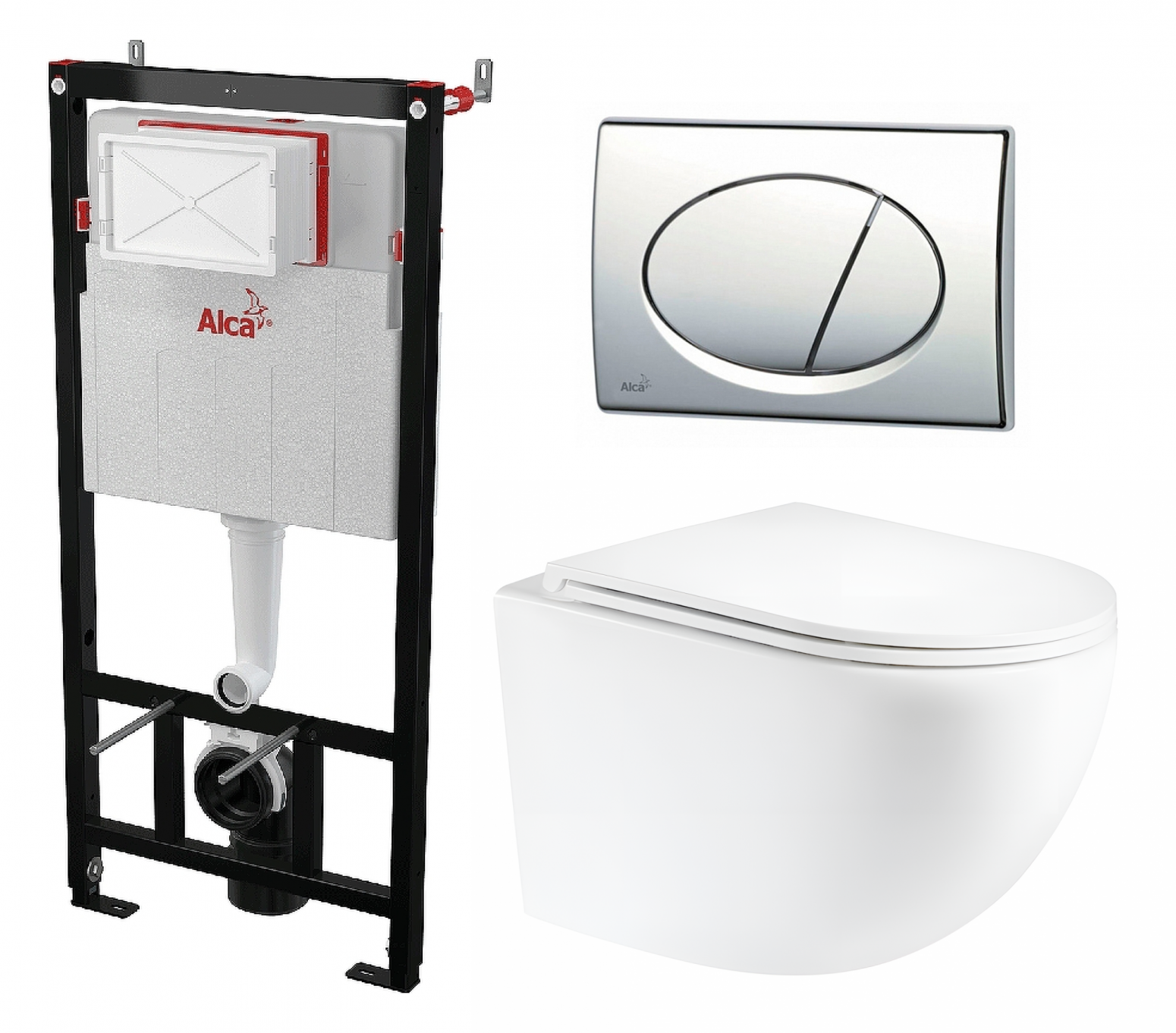 Комплект 3 в 1 инсталляция AlcaPlast AM101/1120-3:1 RU M71-0001 + Унитаз подвесной Enio Unico Tornado EN2105073 + кнопка хром