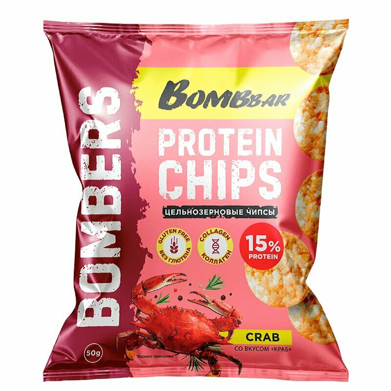 Бомббар Чипсы Цельнозерновые Протеиновые 50Г Краб