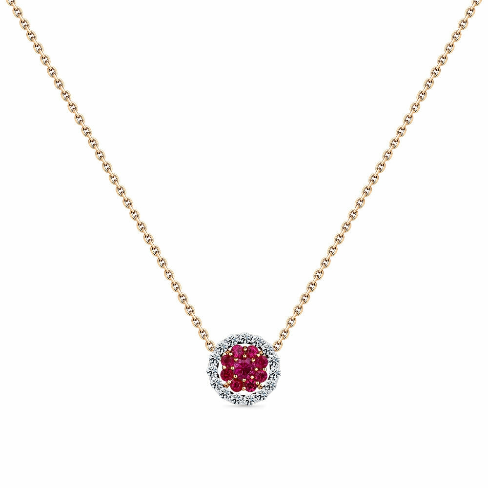 Колье, красное золото, 585 проба, рубин, бриллиант
