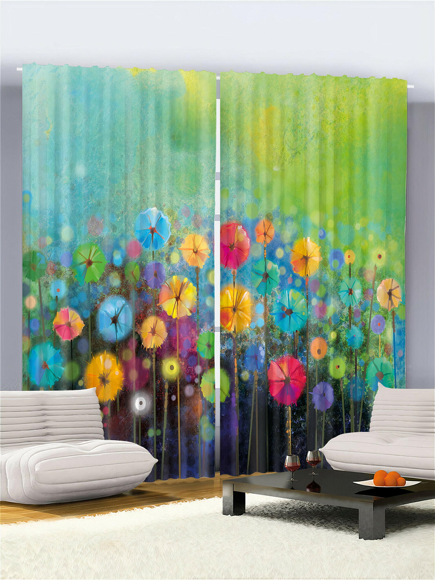 Фотошторы из ткани габардин 150-260 см 2 шт. /3D шторы / В детскую / Для гостиной, спальни и кухни