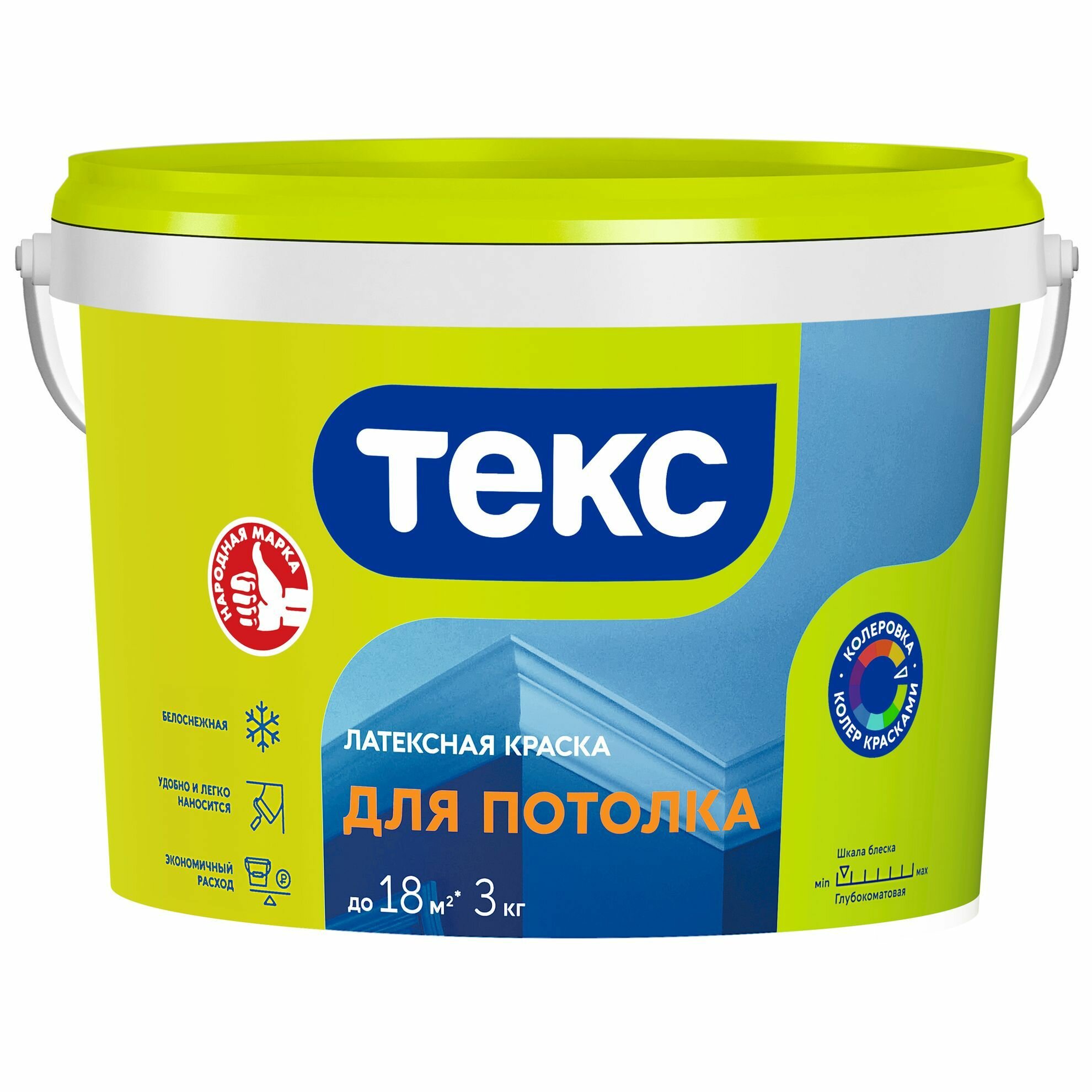 Краска для потолка универсал 3кг Текс 023216