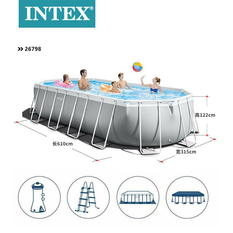 Прямоугольный каркасный бассейн INTEX для взрослых, семейный бассейн, большой уличный детский бассейн, надувной бассейн.