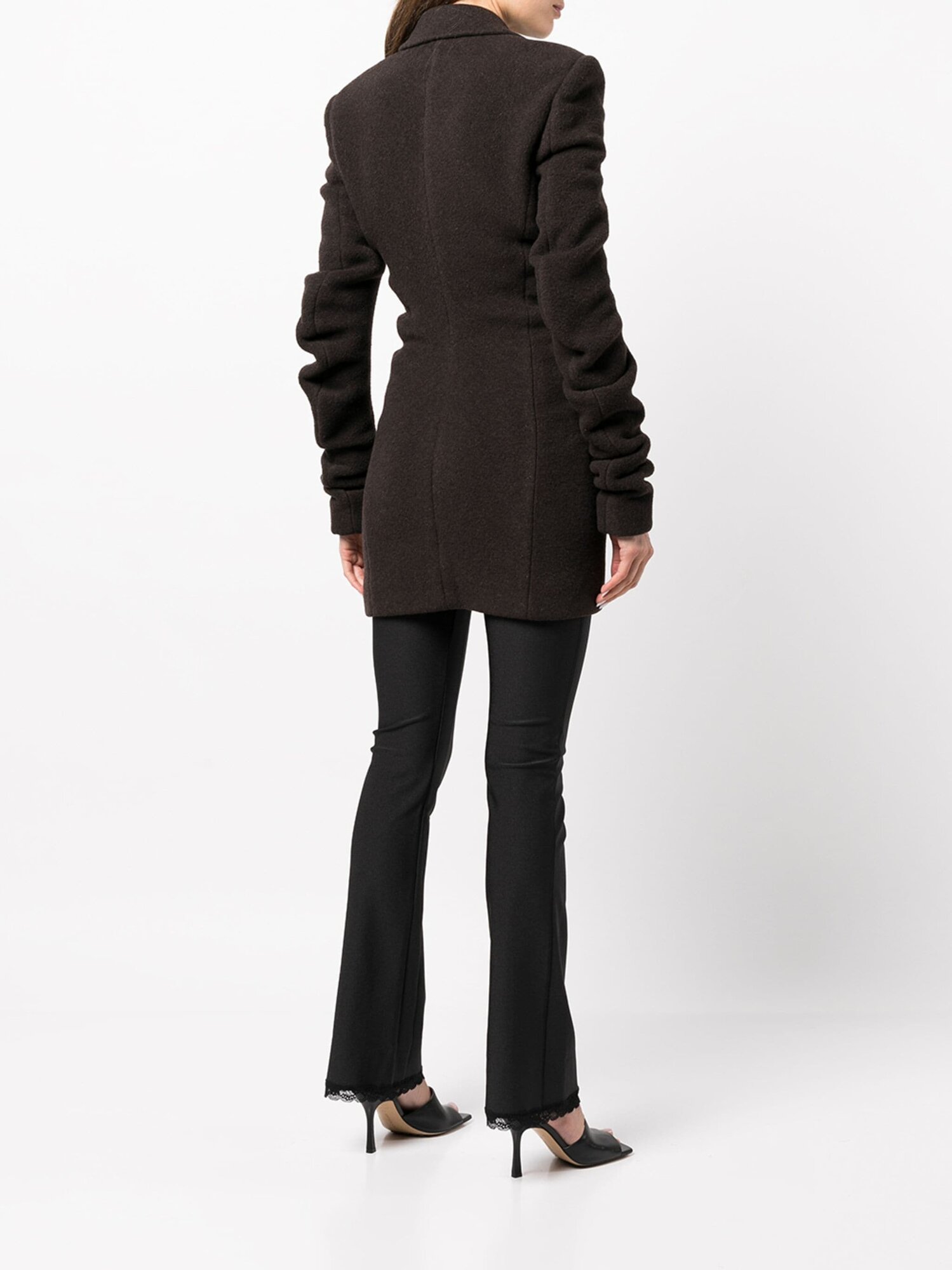 Куртка Alexander Wang Ruched sleeve wool-blend jacket, размер 6, коричневый — фото 1